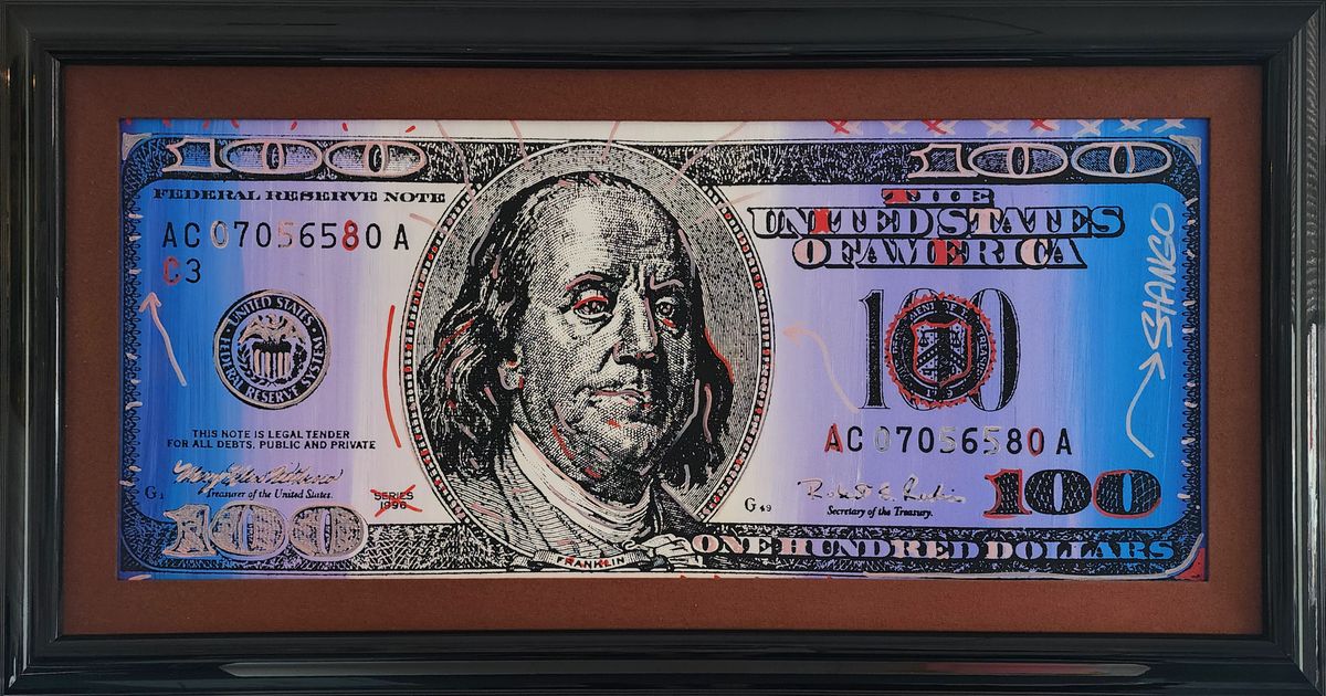 Franklin (Colorful, Iconic, Pop Art, Money, Bue) by John Stango For ...